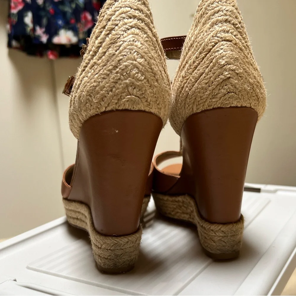 Sam Edelman | Shoes | Sam Edelman Tan Cognac Espadrille Tstrap Wedge ...